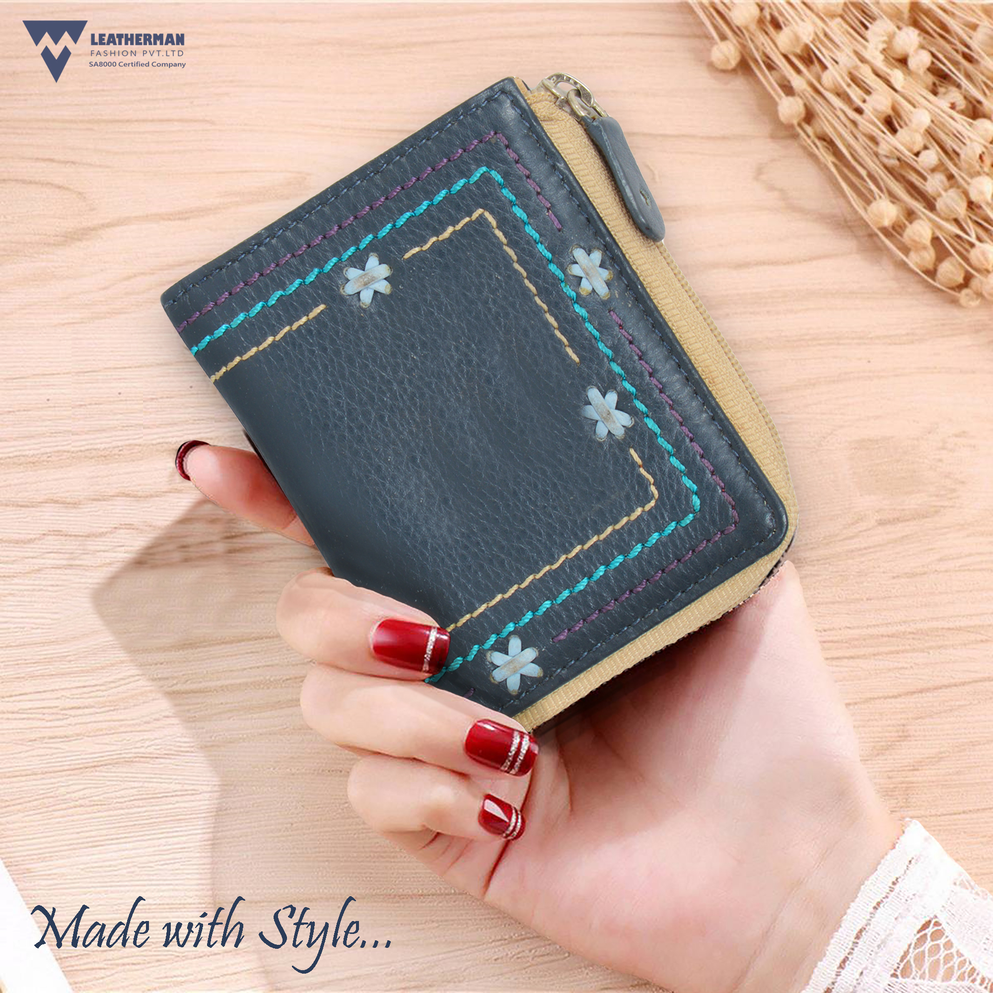 Genuine Leather Women's Navy Blue Coin Pouch - Leatherman Fashion ...