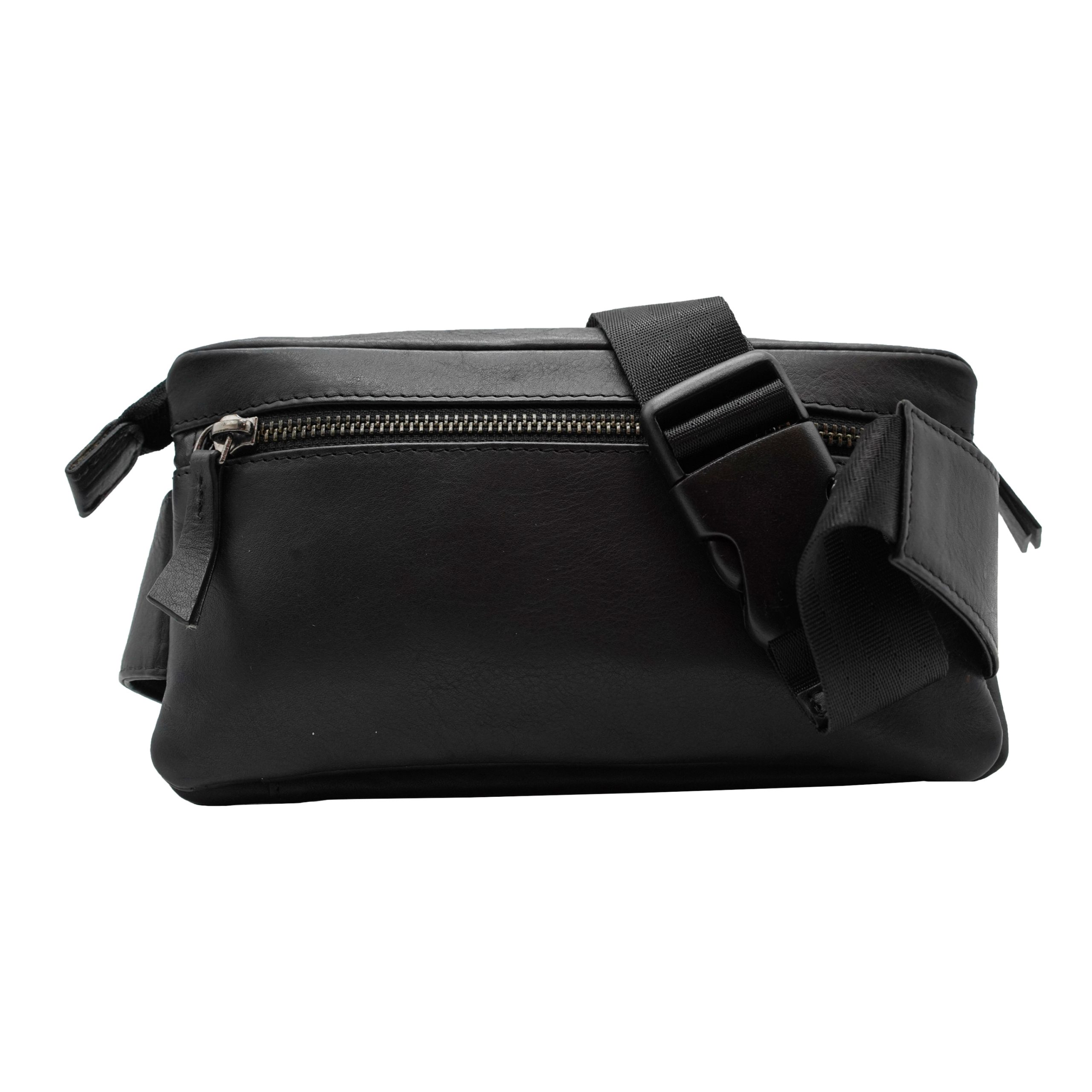 Genuine Leather Unisex Black Belt Bag Leatherman Fashion Private Limited